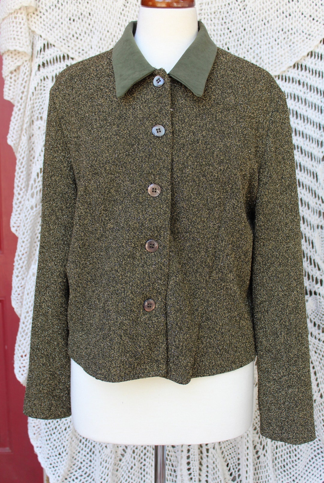 Jessica Howard Sparkling Green Suit Jacket, Blazer, Vintage Avocado ...