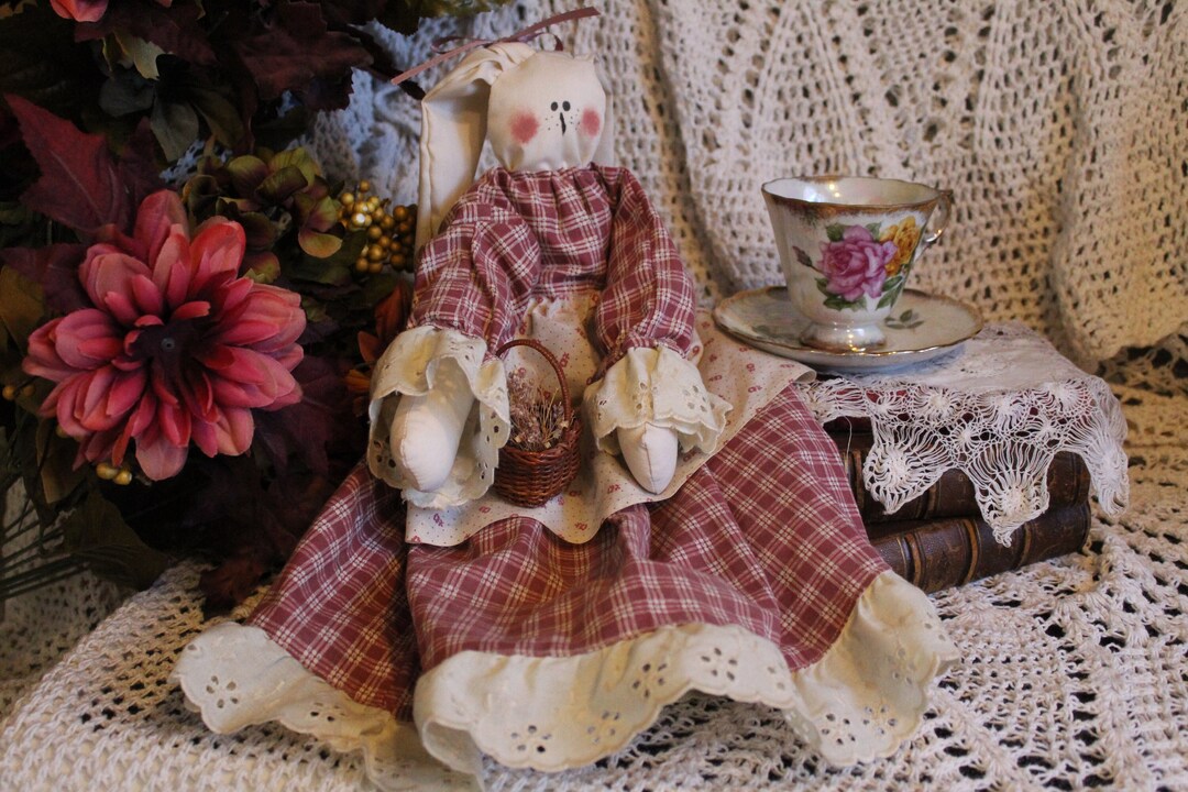 80s Cottagecore Bunny/vintg Artisan Handmade Soft Sculpture Bunny ...