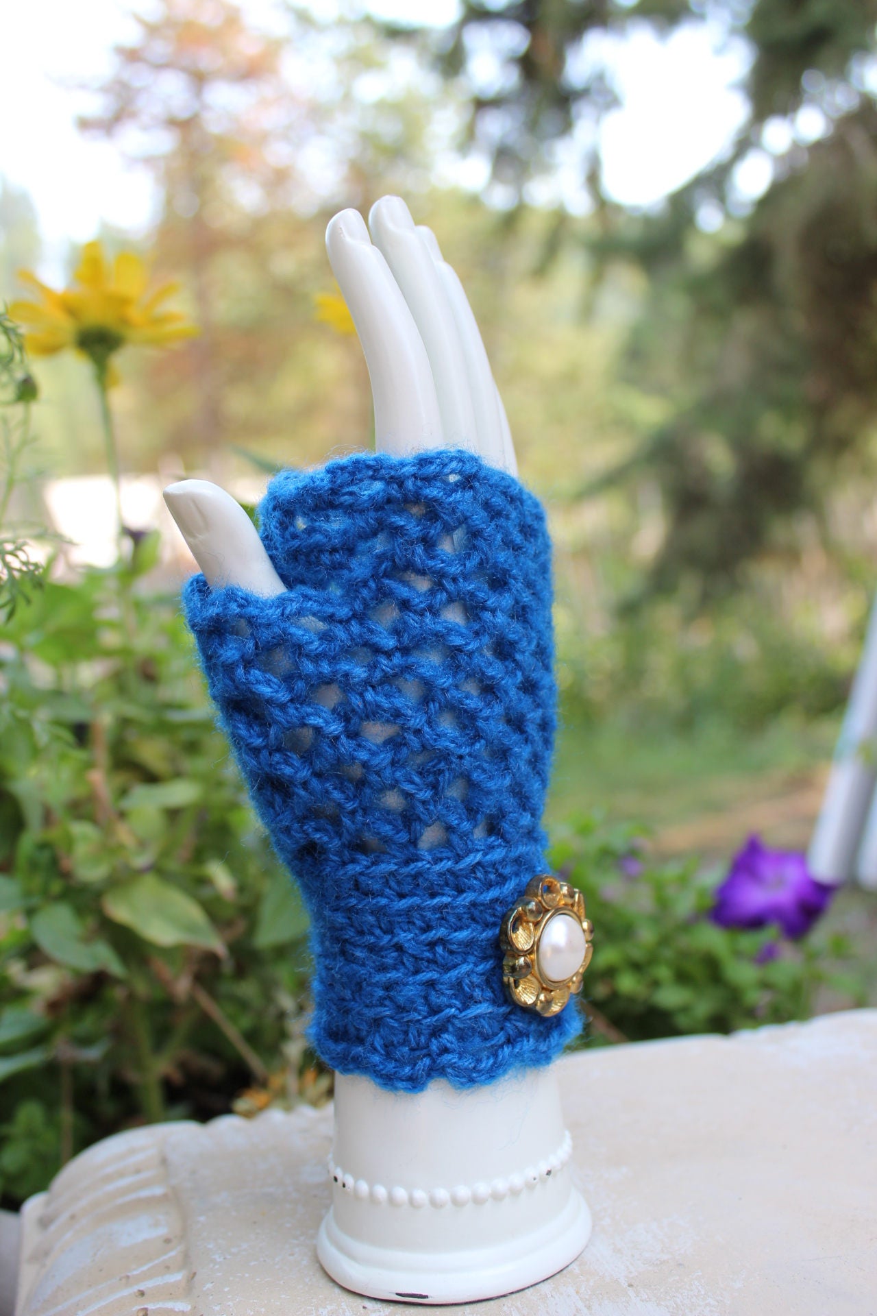 Women's Princess Royal Blue Fingerless Gloves One Size - Etsy UK