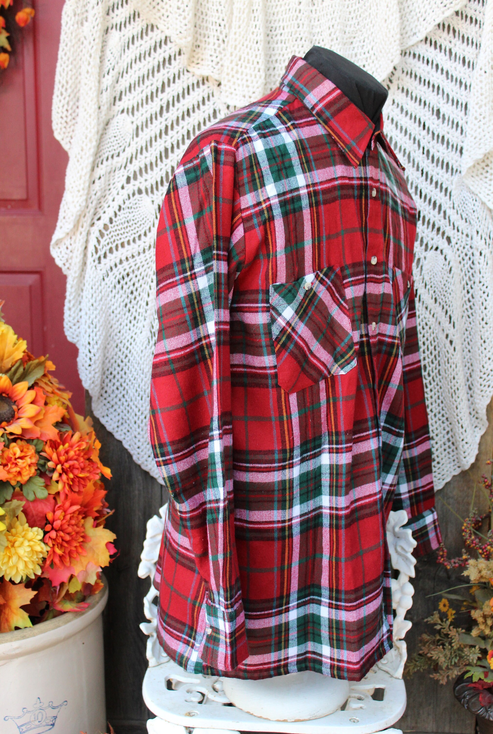 Men's Vintage Handsome Red Acrylic Flannel Campus | Etsy