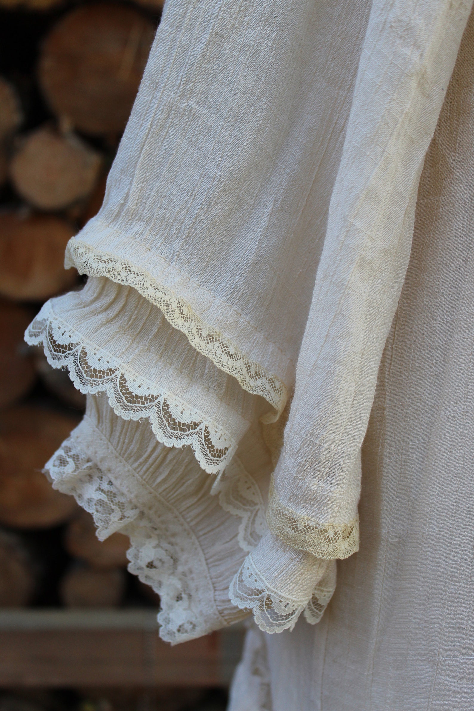 Ladies Romanticly Refashioned Creamy Lacey Pearly & Ruffled Victorian ...