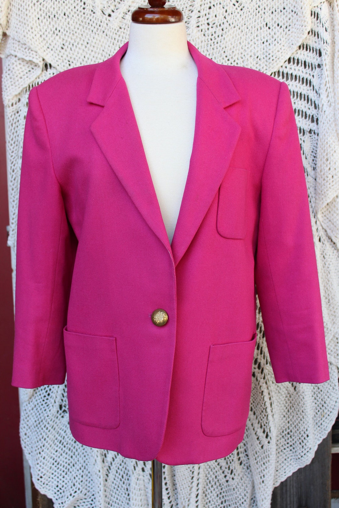 Ladies 80's Hot Pink Wool Blazer / Professional, Executives, Office ...