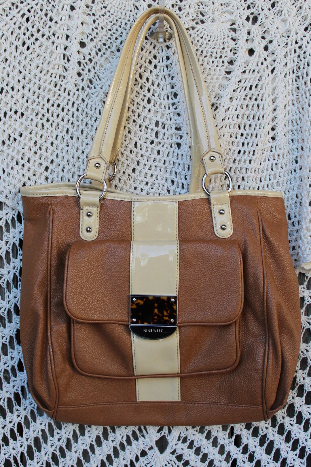 Classy Camel Colored Vegan Handbag / Vintage Nine West Executives Large ...