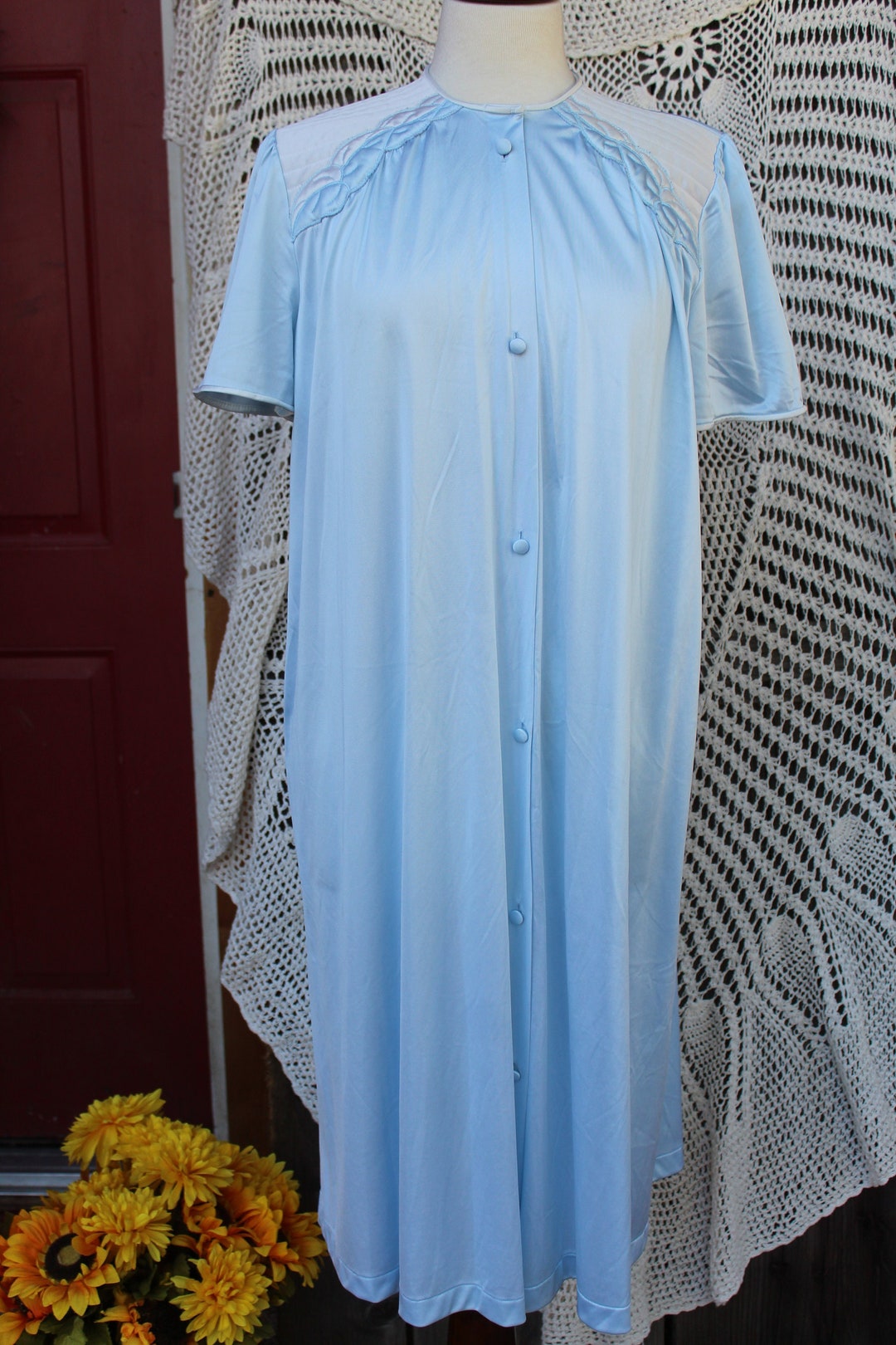 Ladies Silky Soft Blue Robe, Vintage Vanity Fair, Made in USA, Nylon ...
