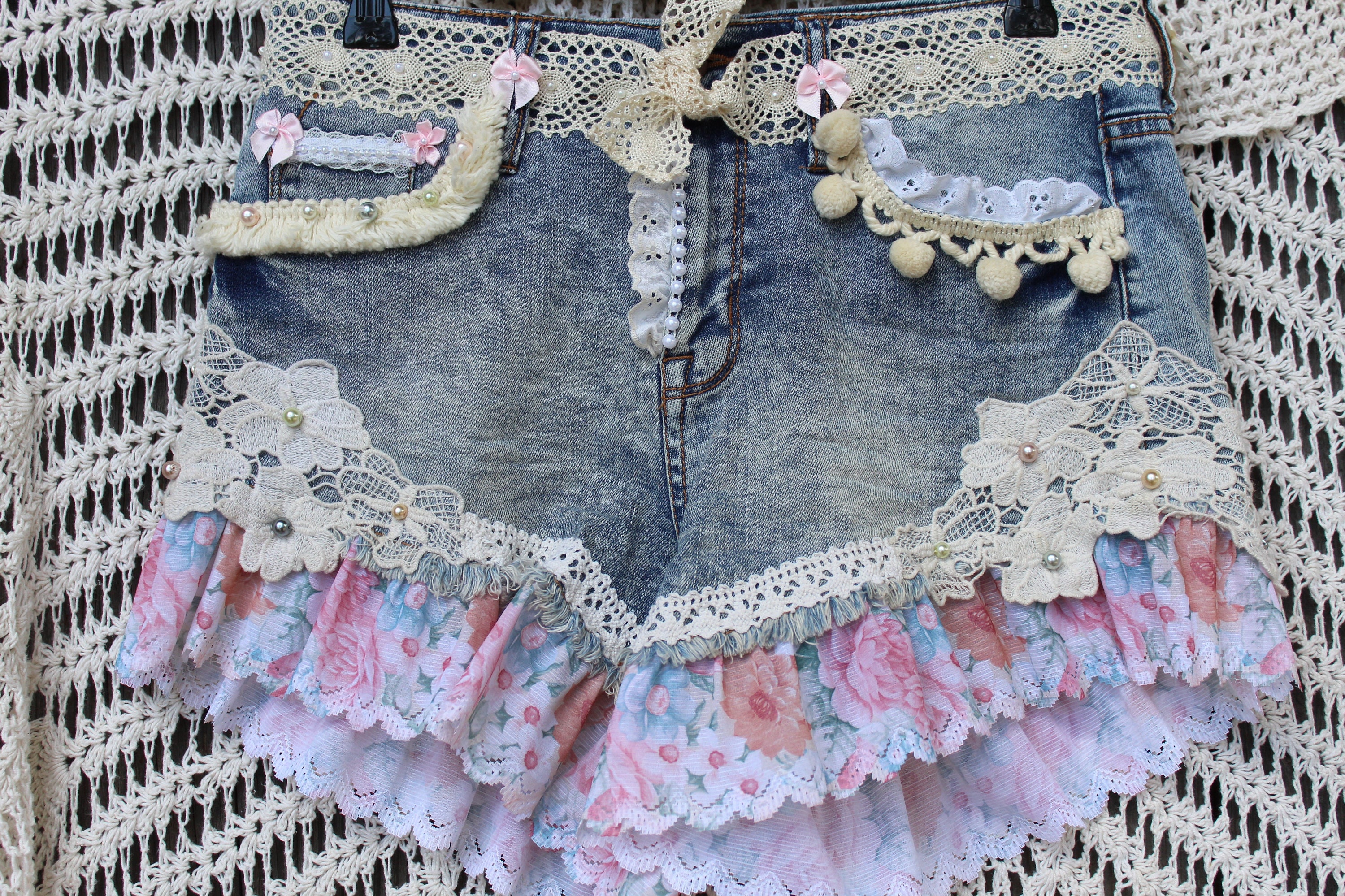 Ladies Fabulously Frilly Romantic Girly Shorts Refashioned - Etsy