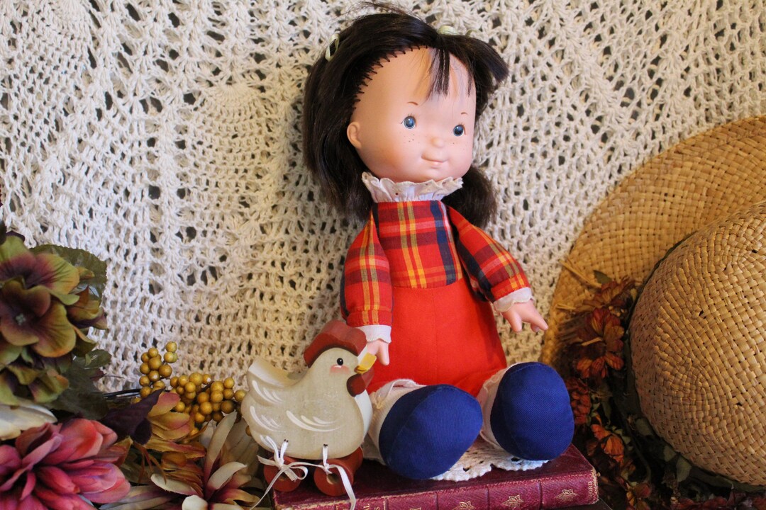 Fisher Price Lap Sitter Doll / 1973 Soft Body Doll / Plastic Head, Dark ...