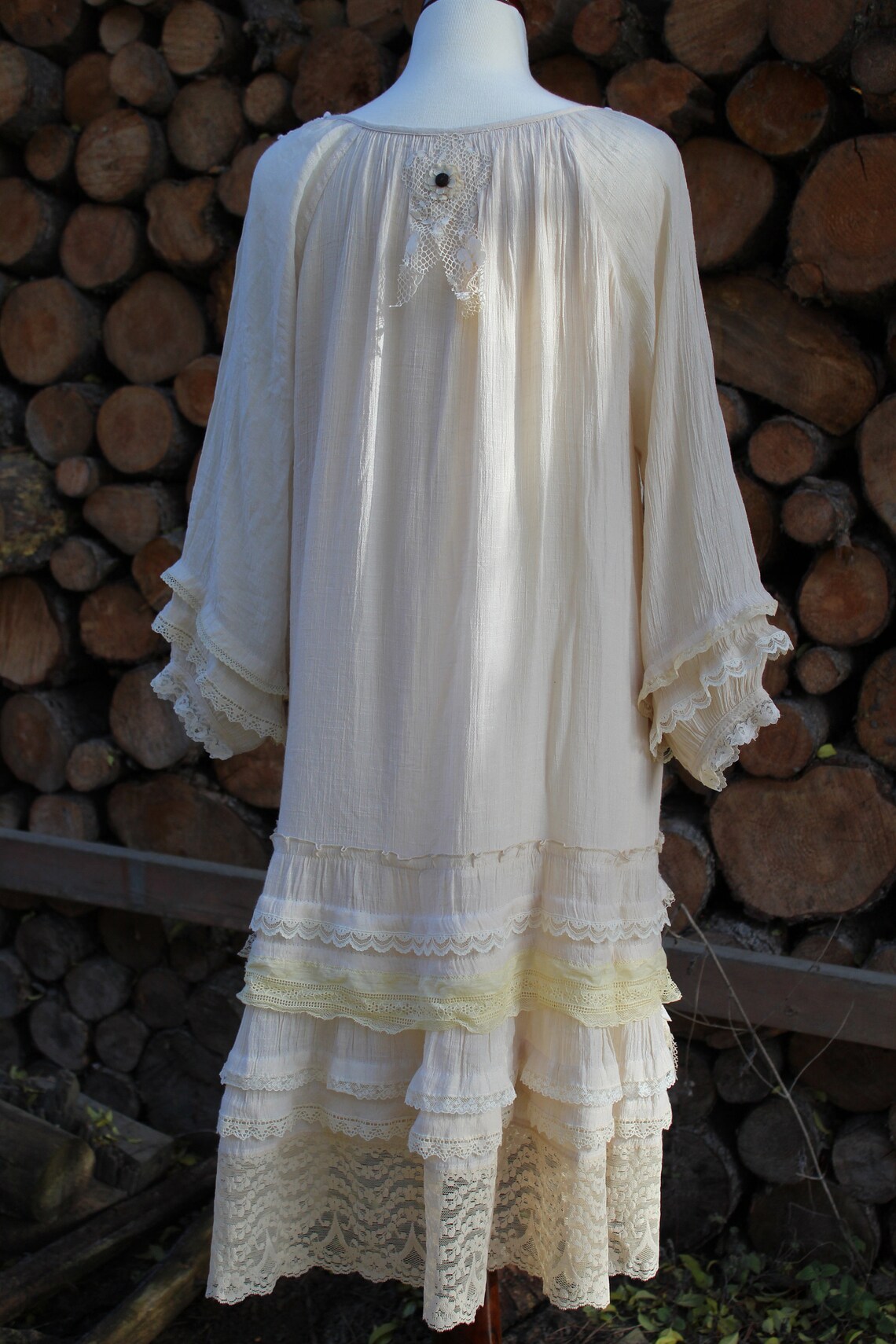 Ladies Romanticly Refashioned Creamy Lacey Pearly & Ruffled Victorian ...