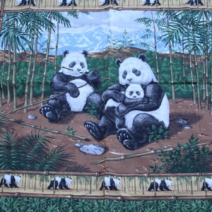 LG Panda Bear Sewing Panel, VNTG 1 YD Panda Bear Family Scenic Sewing ...