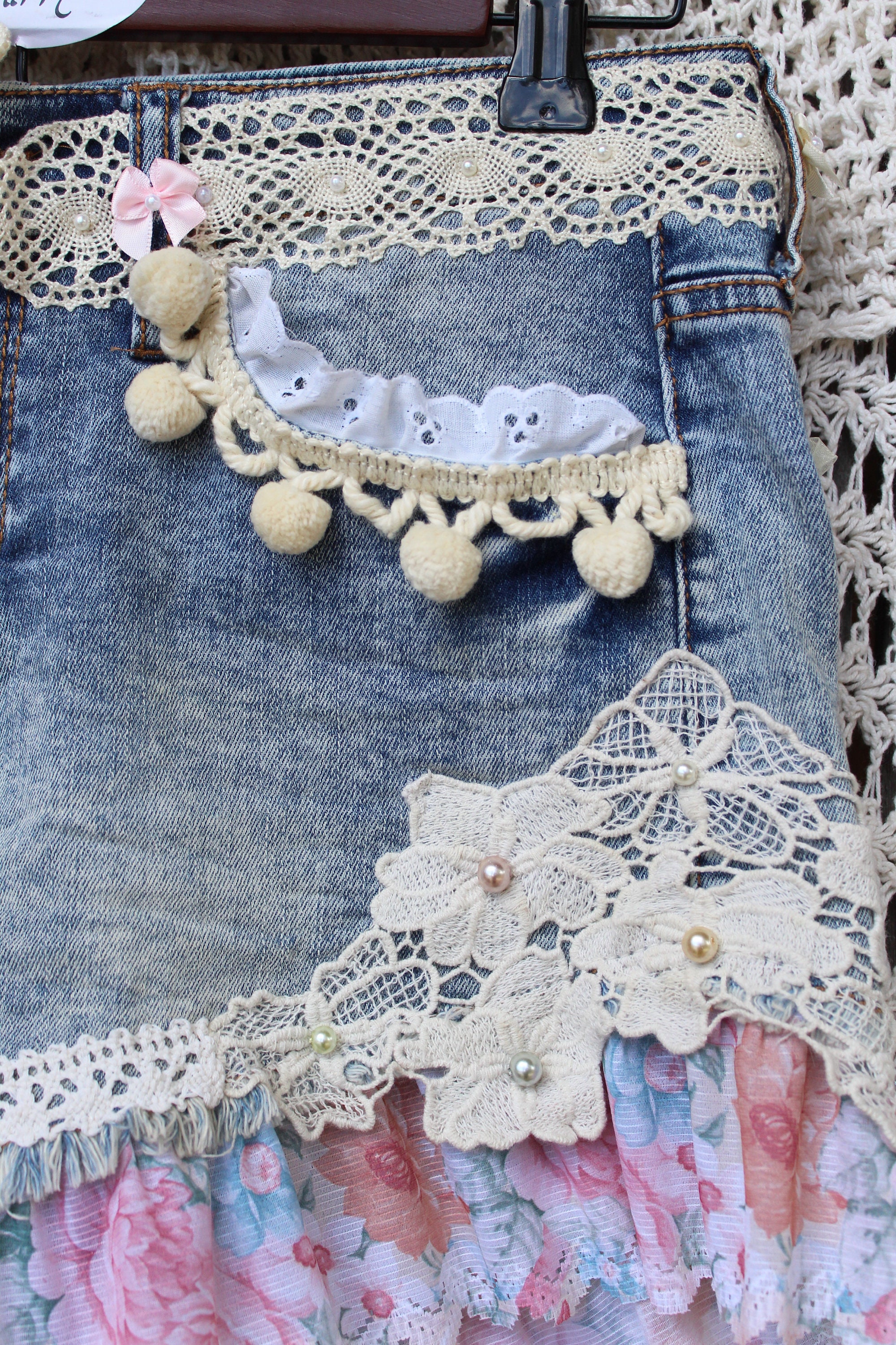 Ladies Fabulously Frilly Romantic Girly Shorts Refashioned Embellished ...