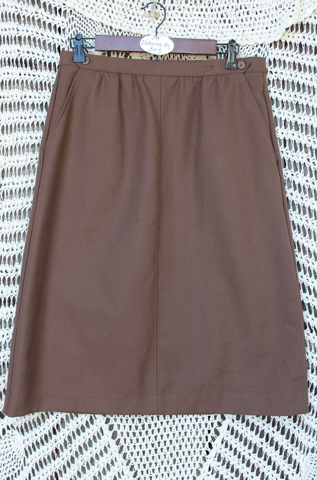 Ladies Brown Uniform Skirt, Vintage Polyester Mid Length Skirt ...
