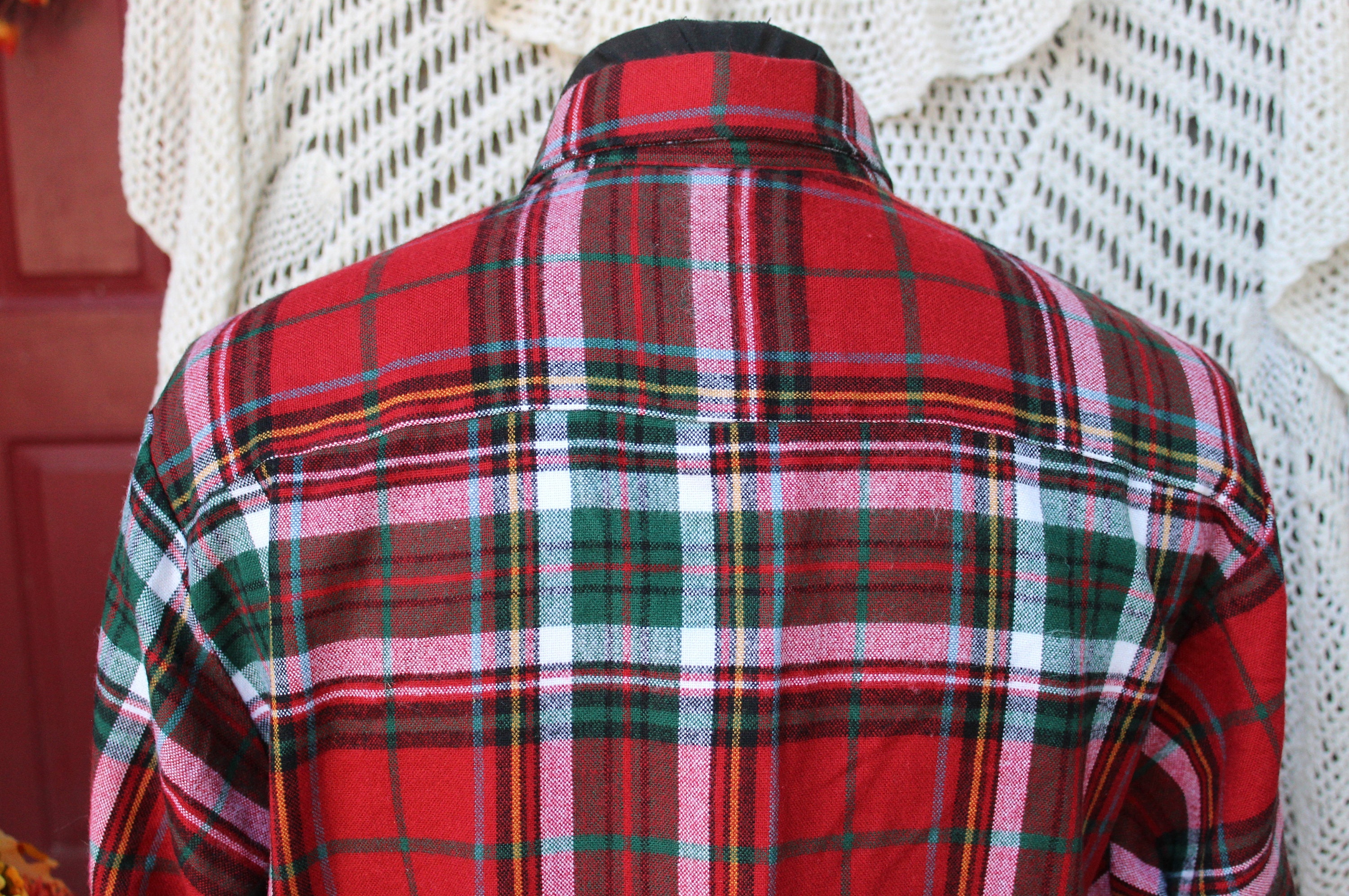 Men's Vintage Handsome Red Acrylic Flannel, Campus Flannel, Work ...
