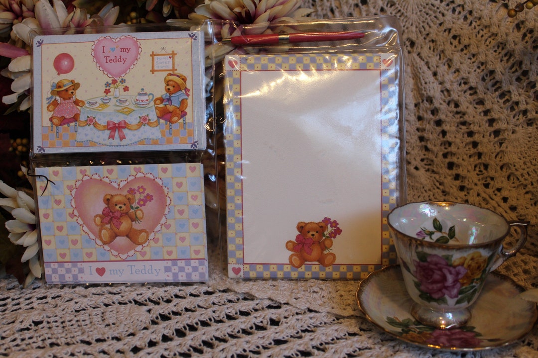 Teddy Bear Stationery Set VINTG Olympicard "i Love My Teddy" Stationery ...