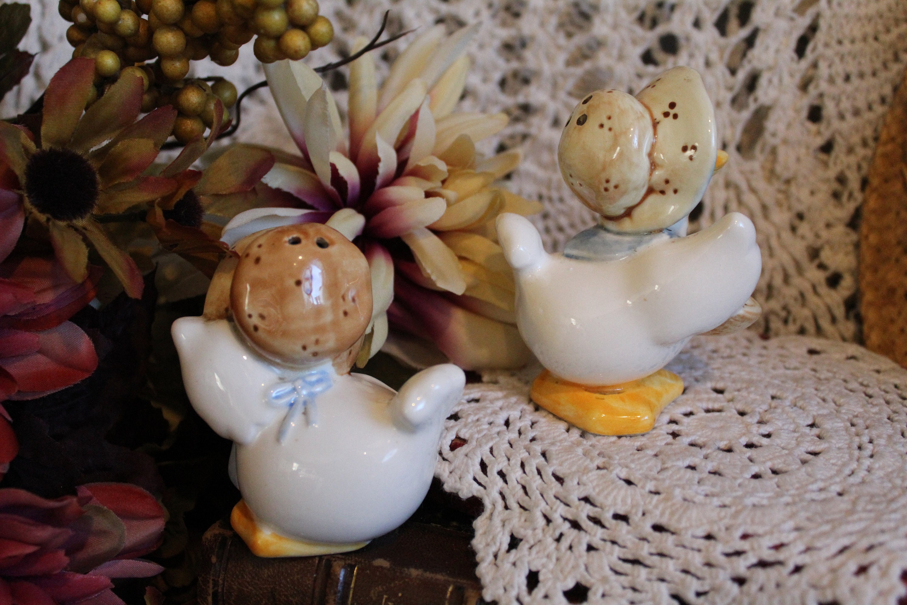 Puffy Ceramic Goose Salt / Pepper Shaker Set / Korean Made Vintage ...