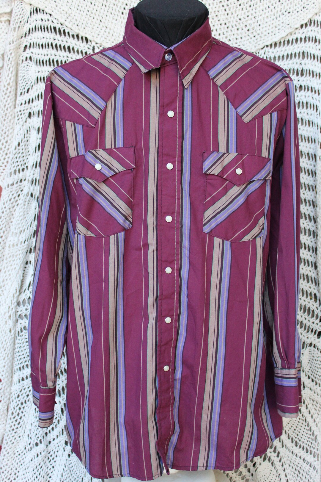 Mens Striped VINTG Saddle King Western Shirt by Key/dressy Line Dance ...