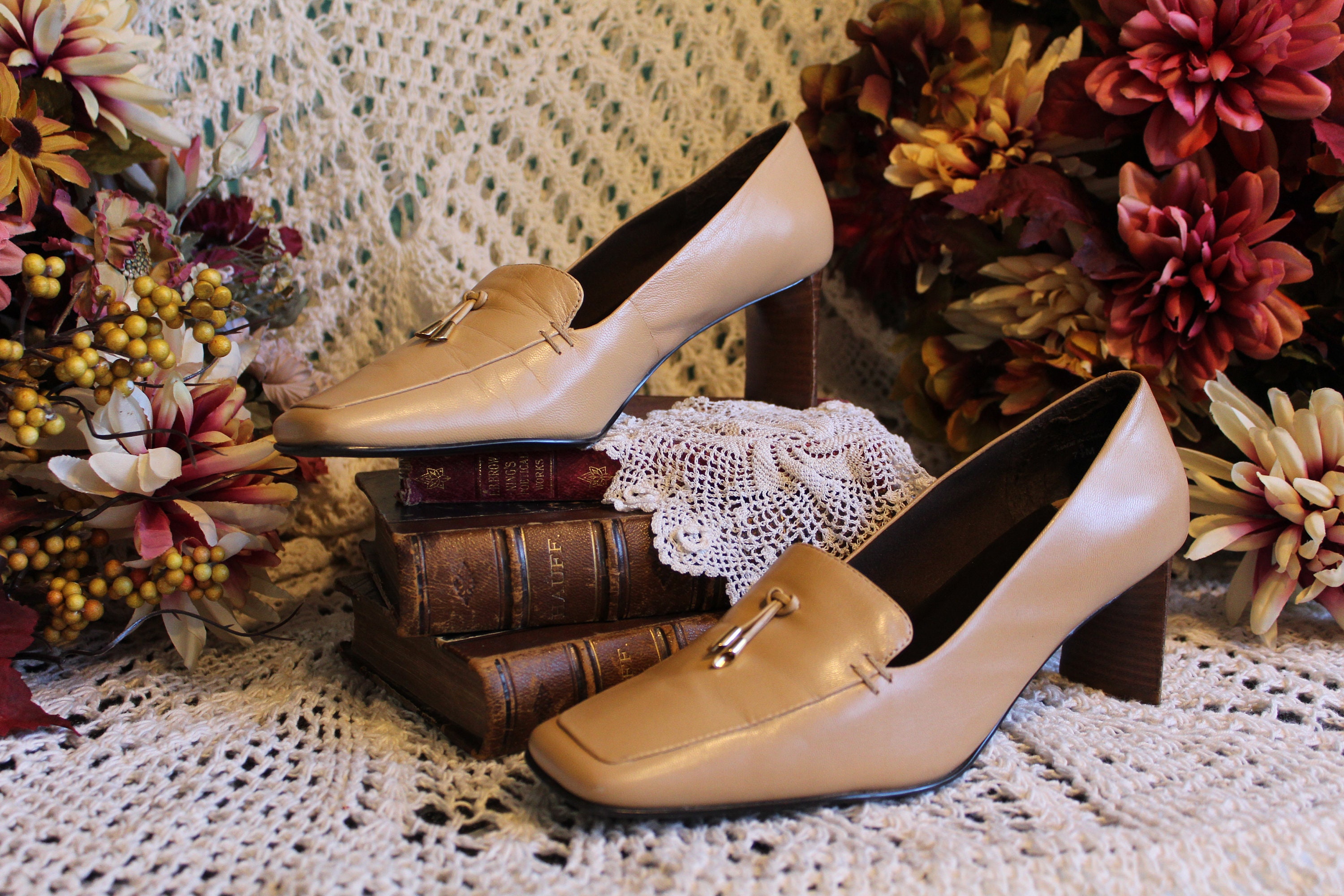 Ladies Professional Heels, Loafers / Classy Camel Colored Stacked Heel ...