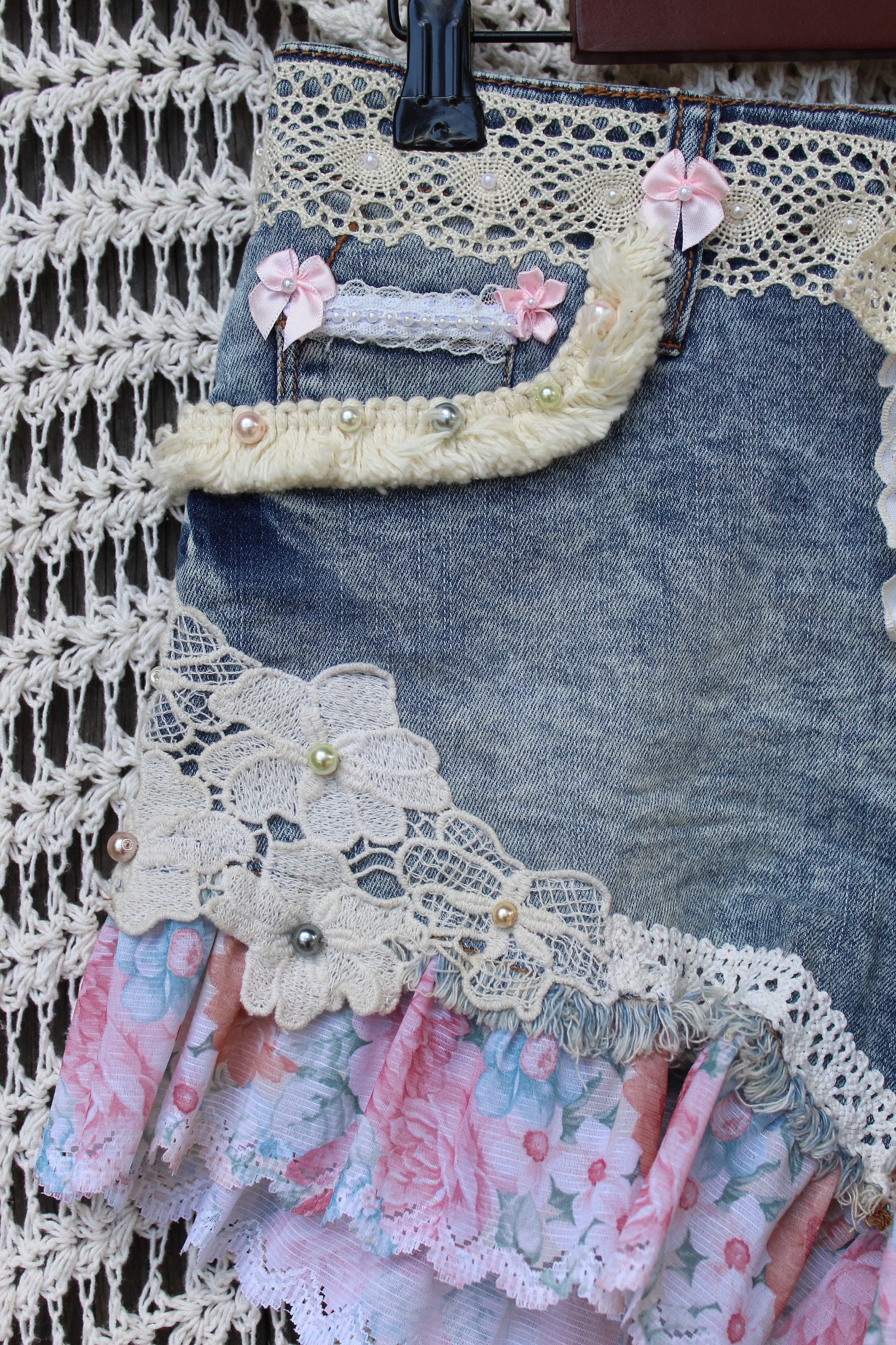 Ladies Fabulously Frilly Romantic Girly Shorts Refashioned Embellished ...