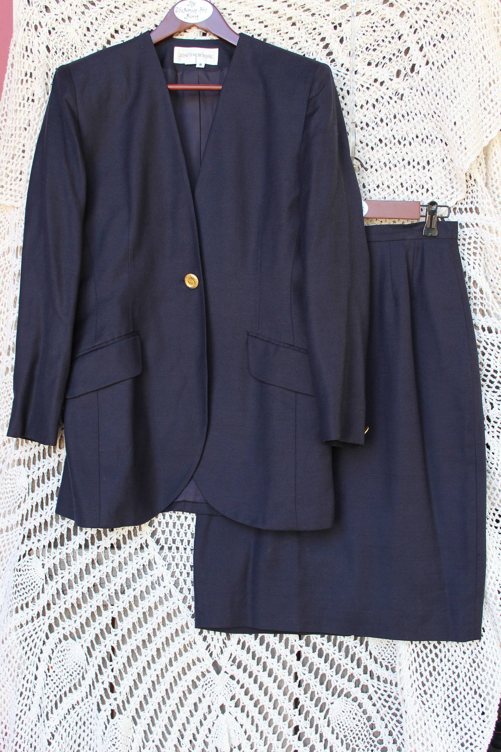 Ladies Navy Blue Professional Suit, 90's Classy Jones New York Rayon ...