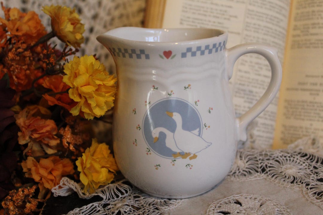 RARE 80'S Stoneware Goose Creamer Pitcher, VNTG "moonlight" Pattern ...