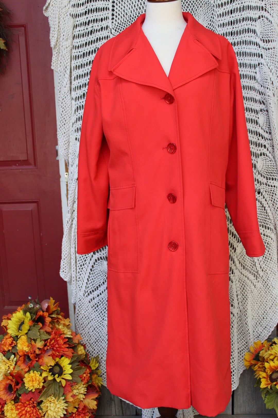 RARE Midcentury Red Coat/vintg Mary Lane Overcoat/red Dress Coat ...