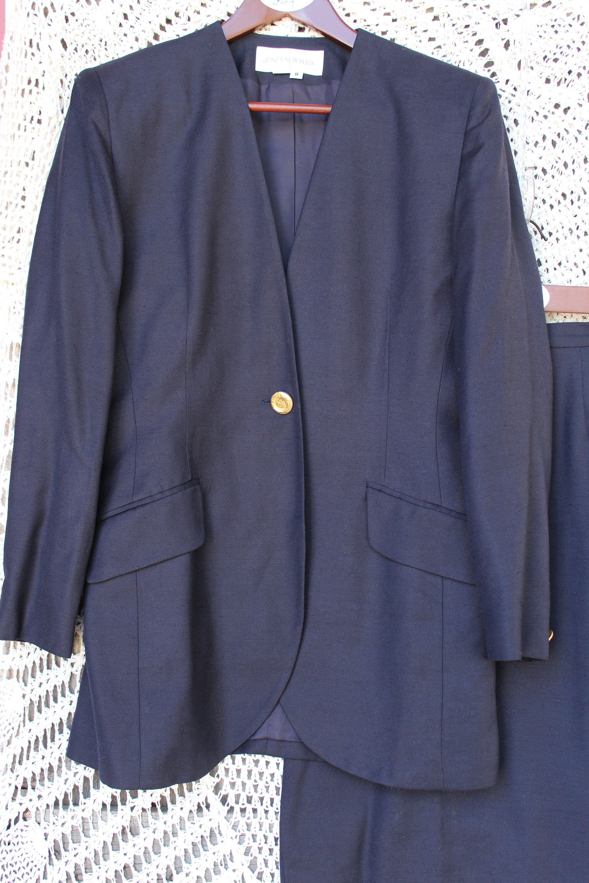 Ladies Navy Blue Professional Suit, 90's Classy Jones New York Rayon ...