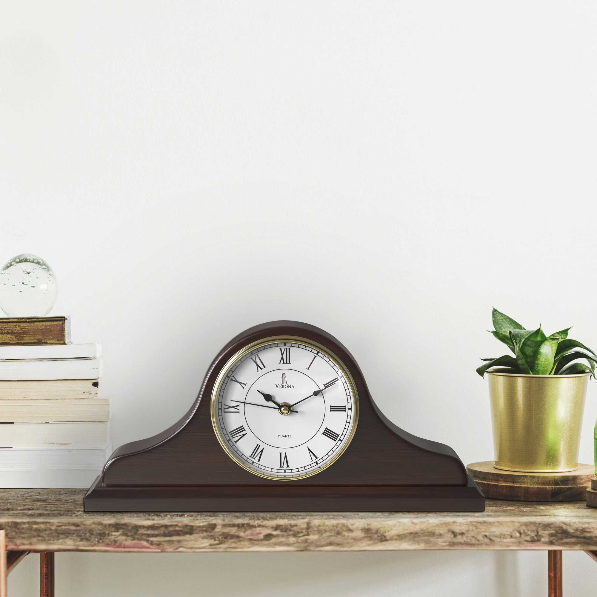 Mantle Clock, Wooden Mantel Clock for Living Room Décor - Silent, Wood ...