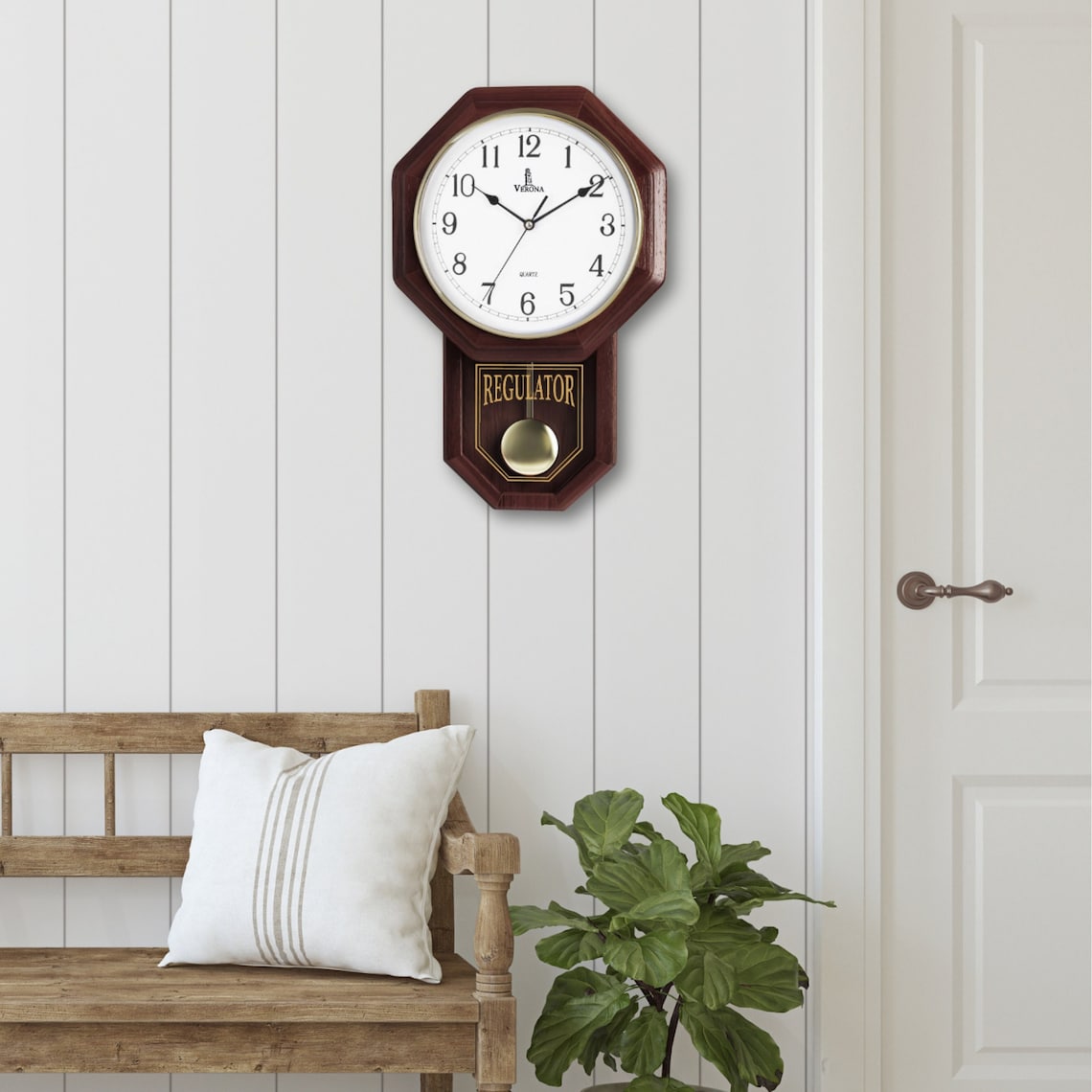 Pendulum Wall Clock - Regulator Clock, Schoolhouse Clock Design ...