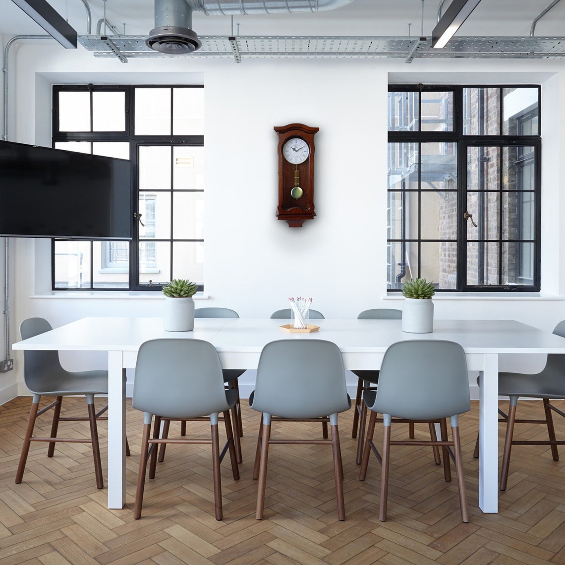 Pendulum Wall Clock Battery Operated Silent Quartz Wood Pendulum Clock ...