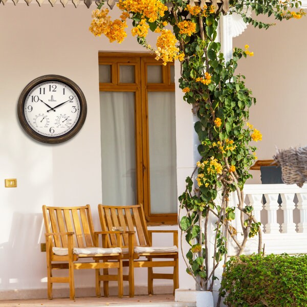 Outdoor Clocks for Patio Large Waterproof With Thermometer - 18 Inch ...