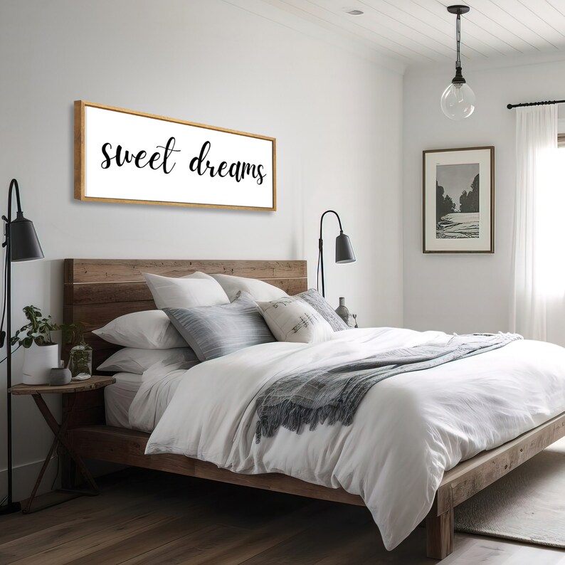 Sweet Dreams Wall Decor Above Bed - 15x40 Framed Sweet Dreams Sign ...