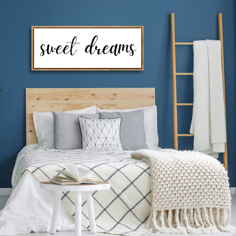 Sweet Dreams Wall Decor Above Bed - 15x40 Framed Sweet Dreams Sign ...