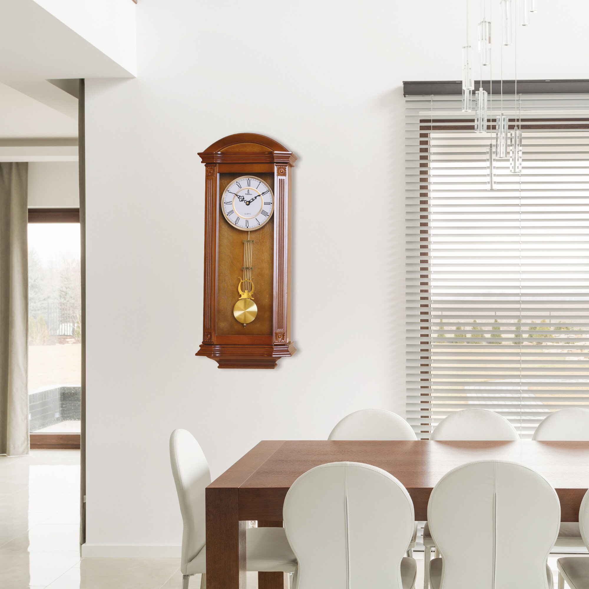 Pendulum Wall Clock, Silent Decorative Wood Clock With Swinging ...