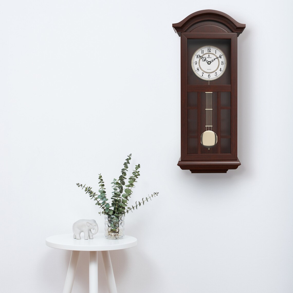 Pendulum Wall Clock - Quartz Wood Pendulum Clock, Battery Operated ...