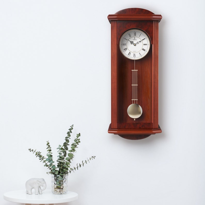 Pendulum Wall Clock, Silent Decorative Wood Clock With Swinging ...
