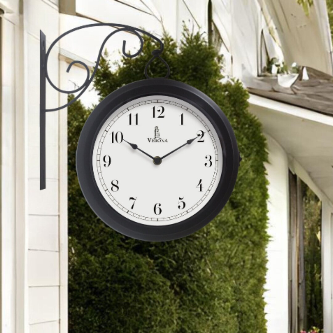 Metal Double Sided Wall Clock 10" - Decorative Indoor Outdoor Double ...