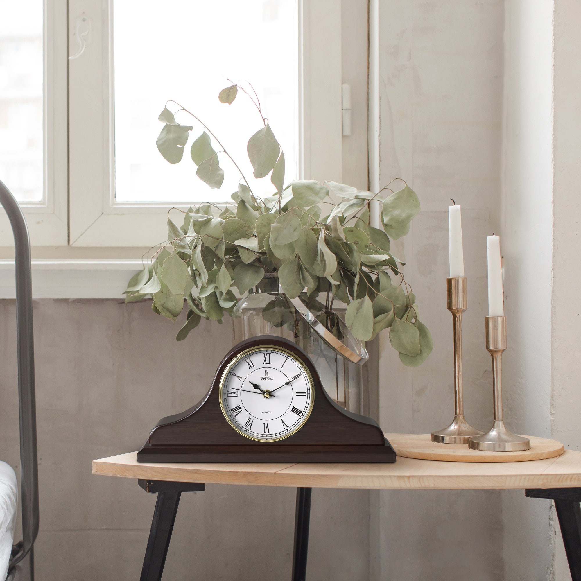 Mantle Clock, Wooden Mantel Clock for Living Room Décor - Silent, Wood ...