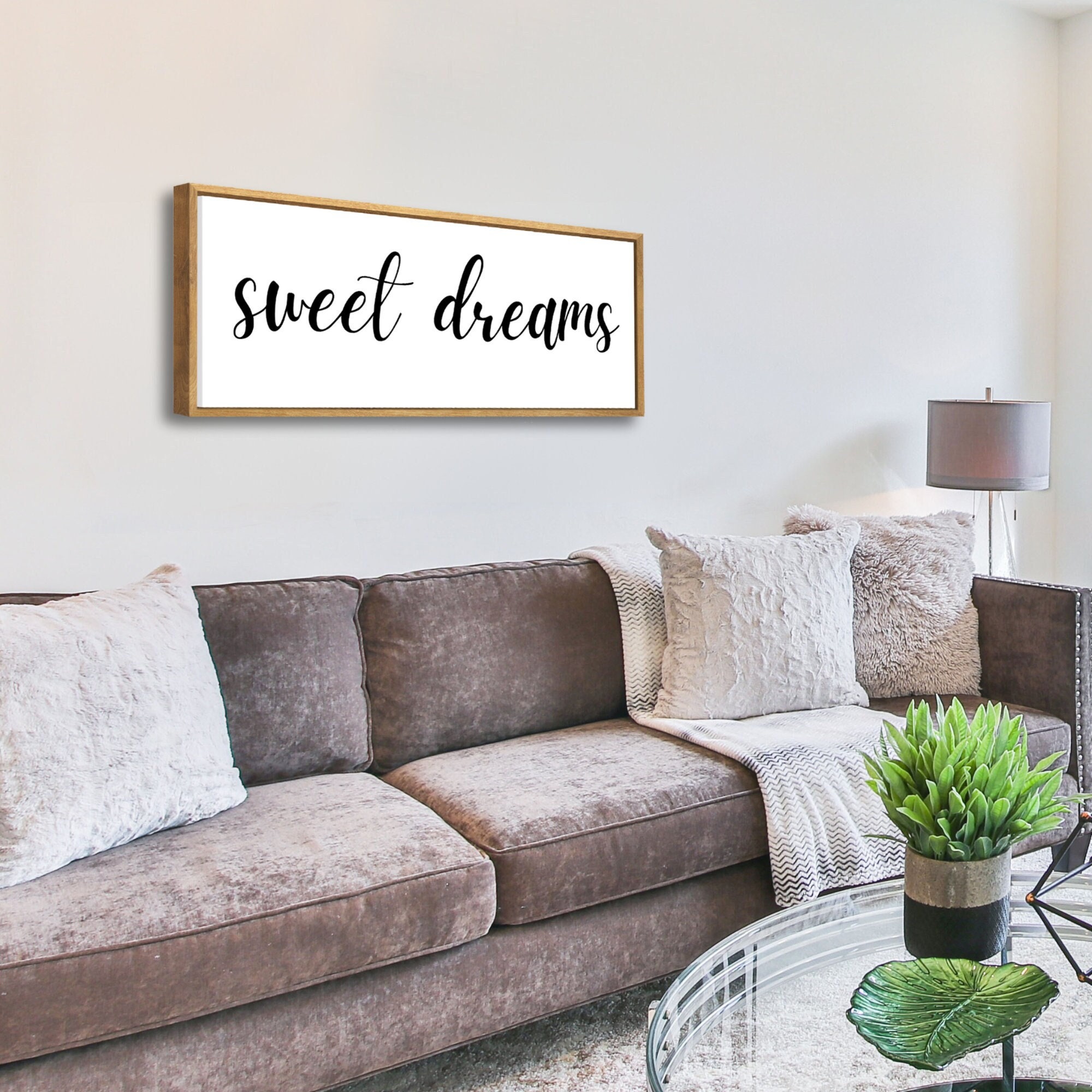 Sweet Dreams Wall Decor Above Bed - 15x40 Framed Sweet Dreams Sign ...
