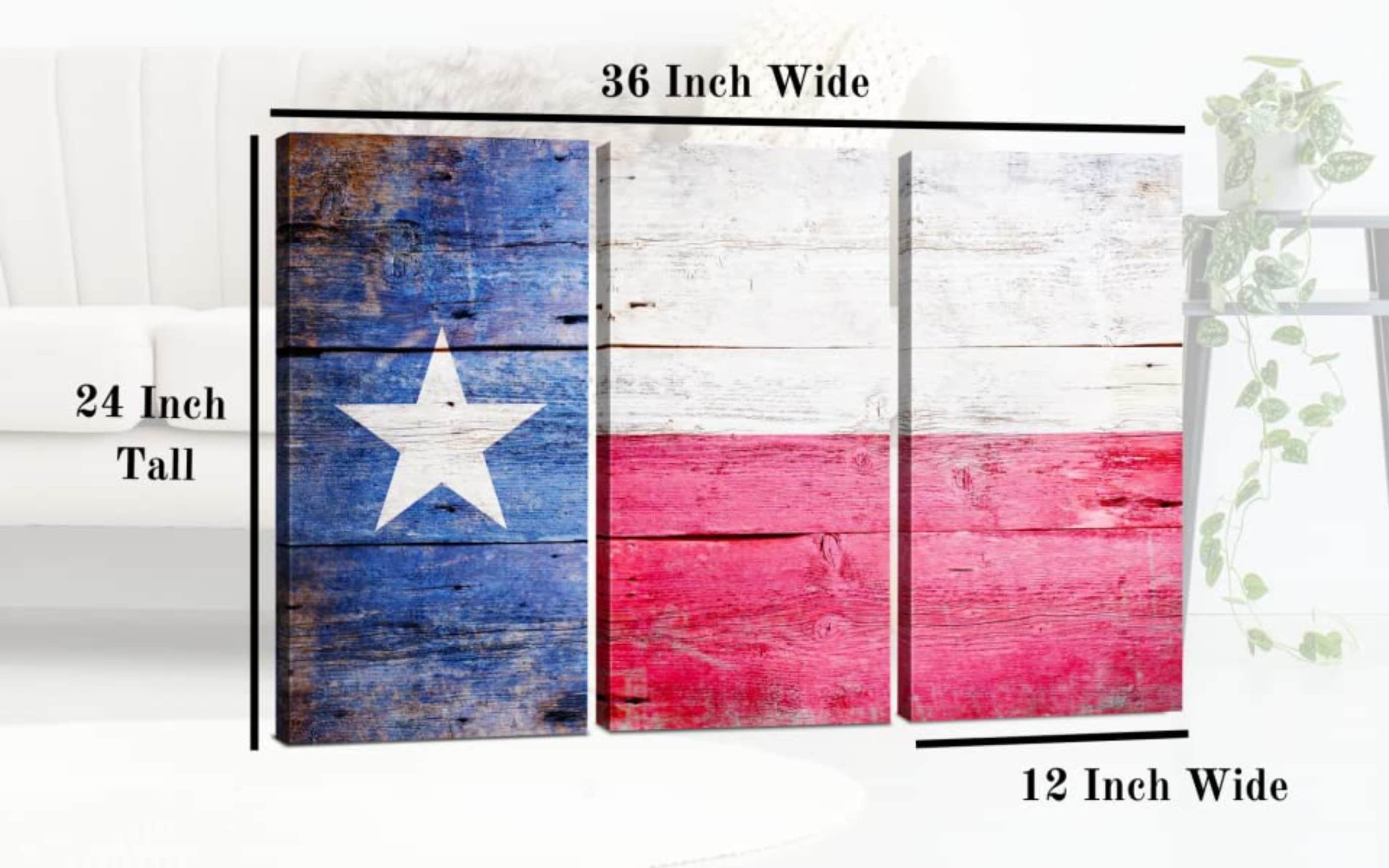 Texas Flag Canvas Wall Art Decor - 3 Piece Set, Large Decorative Multi ...