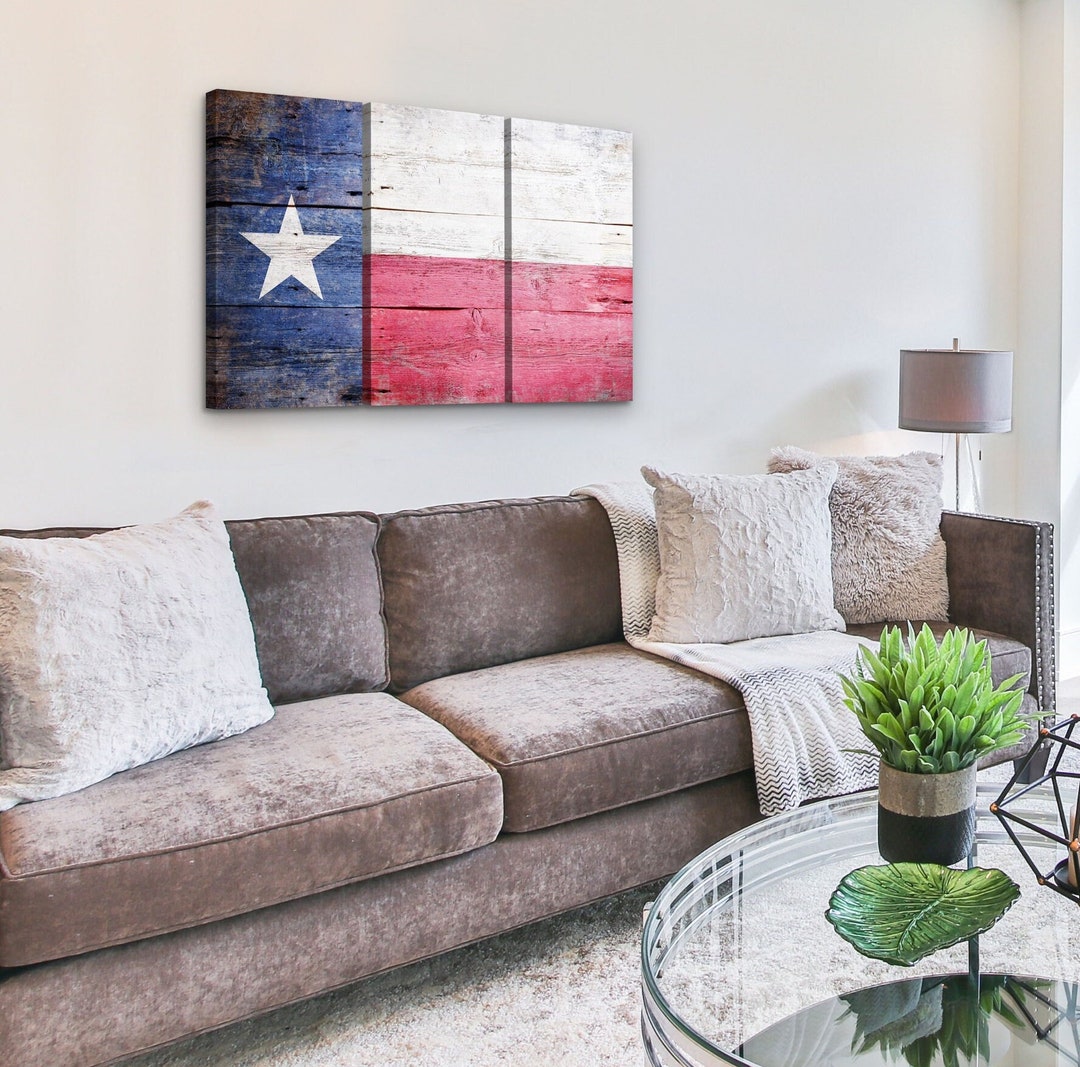 Texas Flag Canvas Wall Art Decor - 3 Piece Set, Large Decorative Multi ...