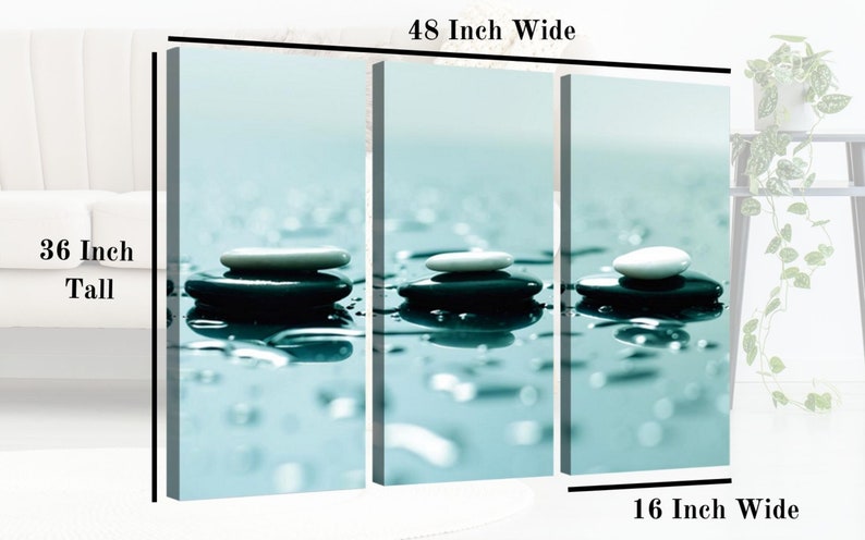 Zen Wall Art Decor Decorative, Framed Relaxing Grey Stones Canvas Art ...