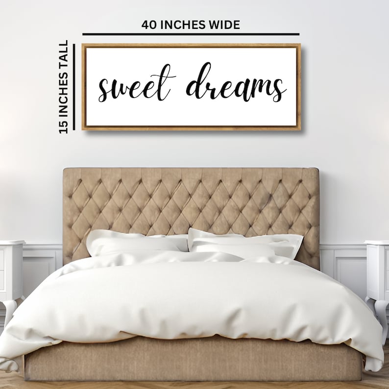 Sweet Dreams Wall Decor Above Bed - 15x40 Framed Sweet Dreams Sign ...