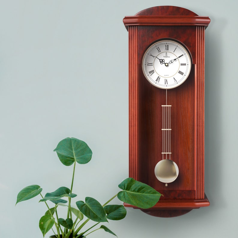 Pendulum Wall Clock, Silent Decorative Wood Clock With Swinging ...