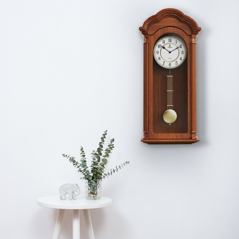 Pendulum Wall Clock, Silent Decorative Wood Clock With Swinging ...