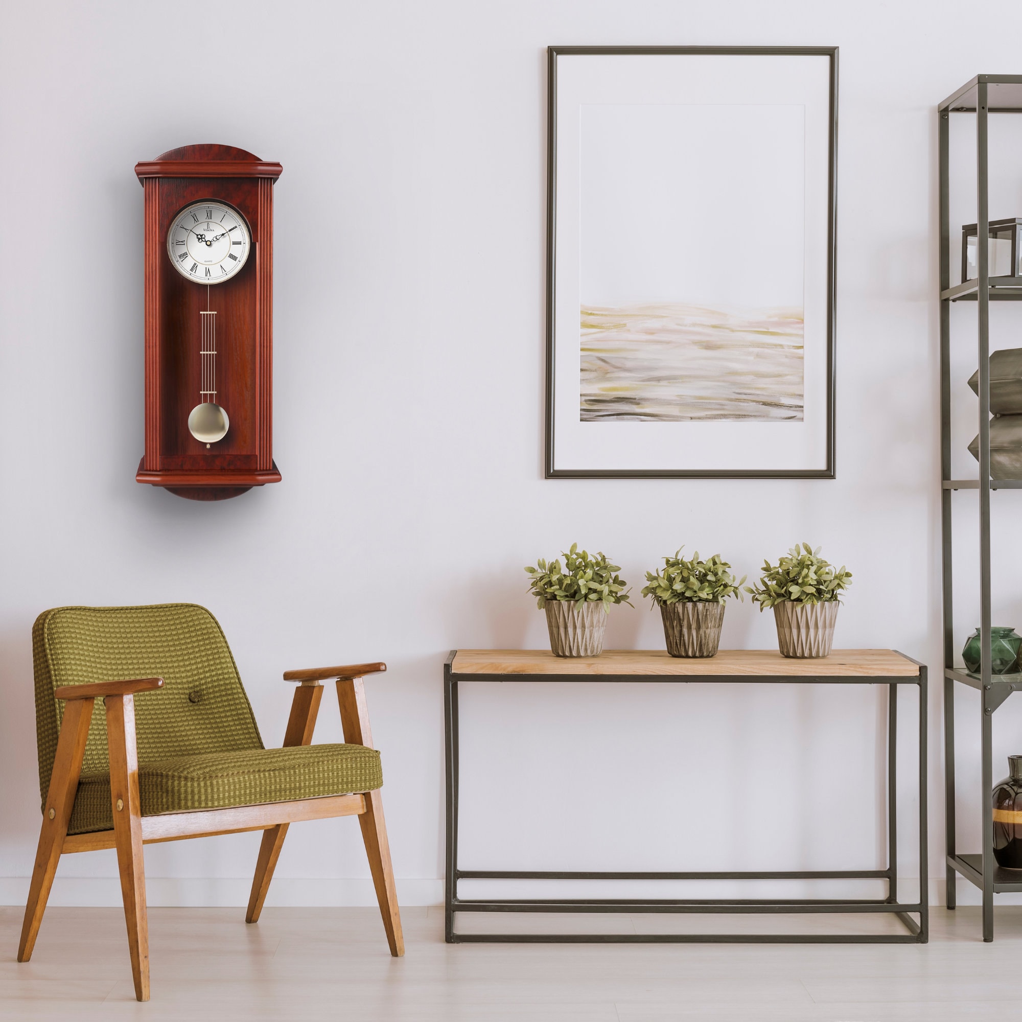 Pendulum Wall Clock, Silent Decorative Wood Clock With Swinging ...