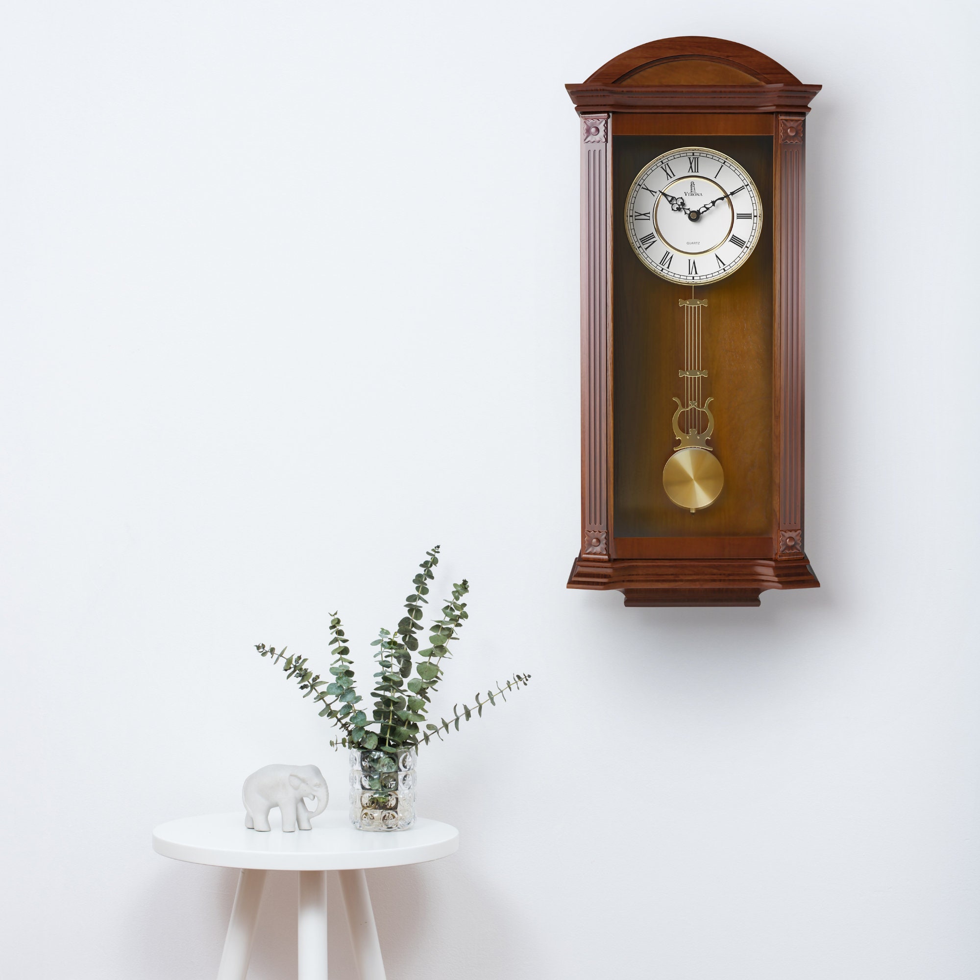 Pendulum Wall Clock, Silent Decorative Wood Clock With Swinging ...