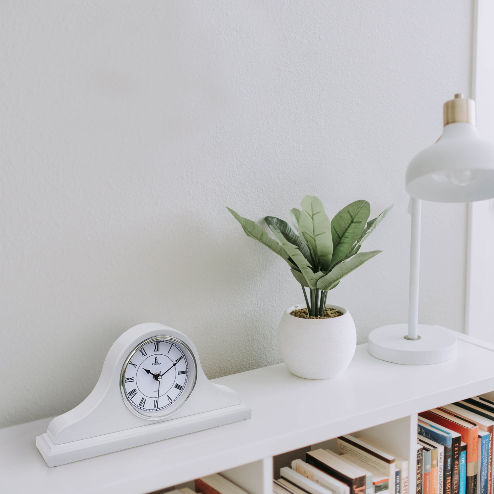 Mantel Clock, White Wooden Mantle Clock for Living Room Décor - Silent ...