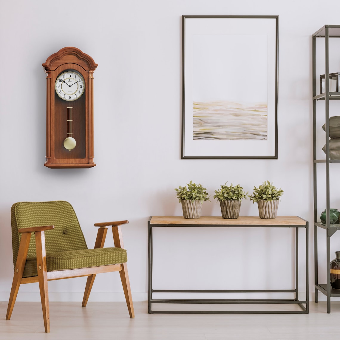 Pendulum Wall Clock, Silent Decorative Wood Clock With Swinging ...