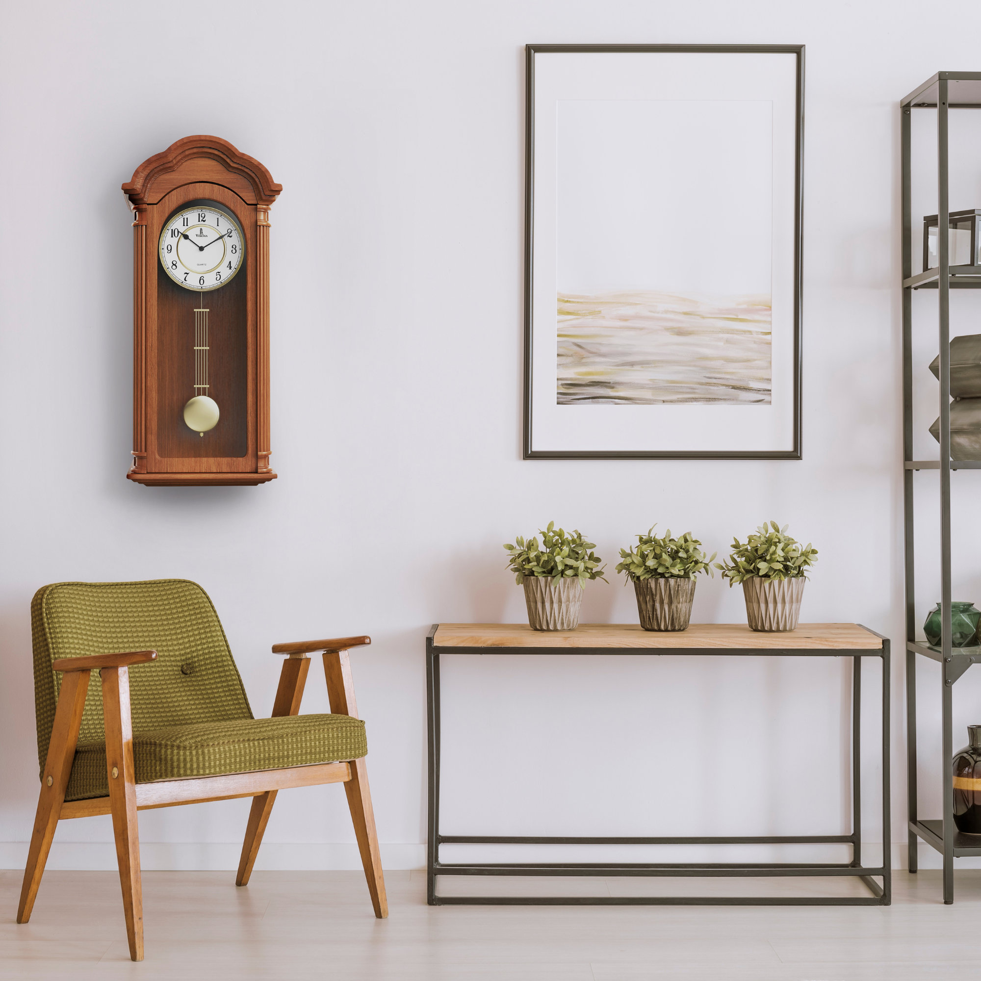 Pendulum Wall Clock, Silent Decorative Wood Clock With Swinging ...