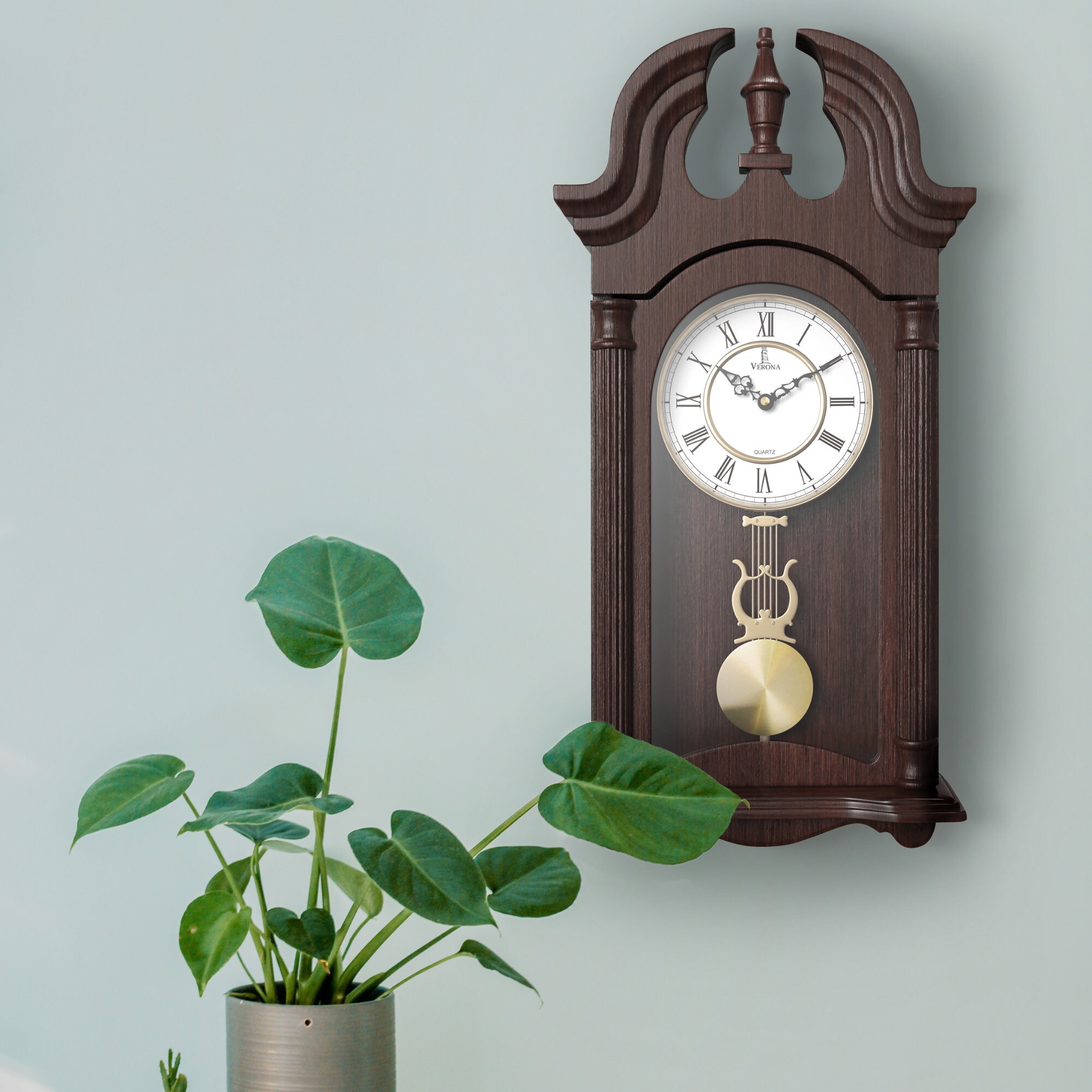 Pendulum Wall Clock, Silent Decorative Wood Pendulum Clock With ...