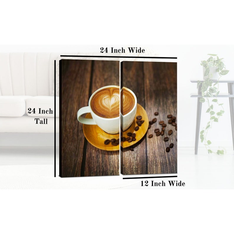 Coffee Canvas Wall Art Decor - 2 Piece Set, Decorative Multi Panel ...