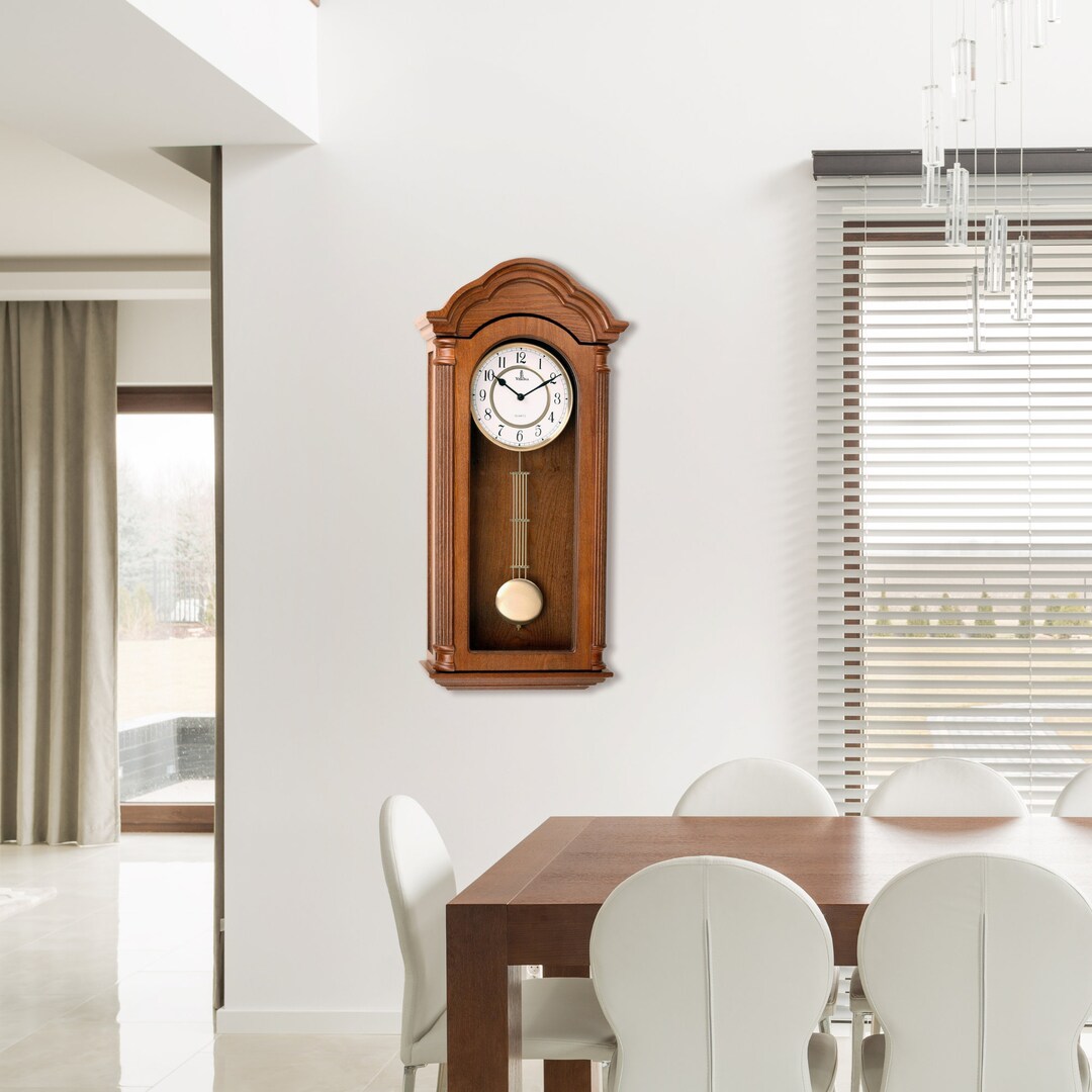 Pendulum Wall Clock, Silent Decorative Wood Clock With Swinging ...